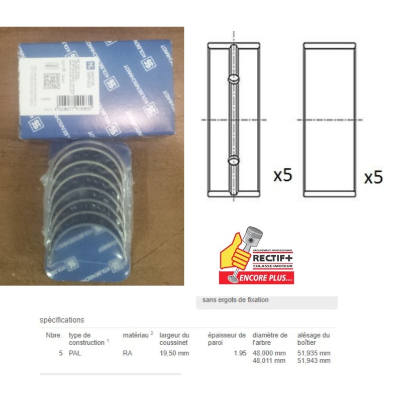 Coussinets Lignes K9K 7701472121 77839600 BM1045STD H10655STD MB5352AM