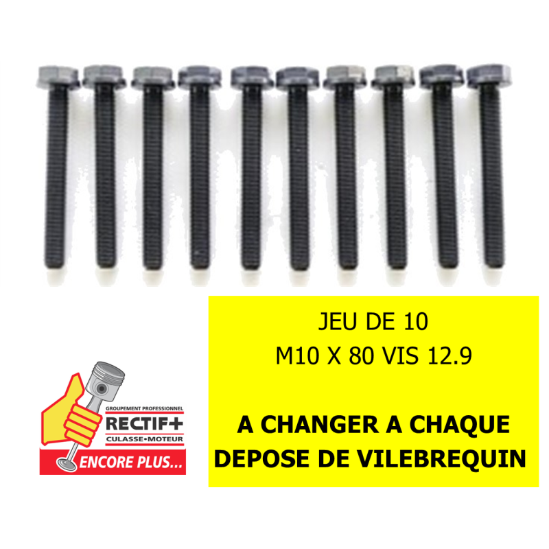 VIS DE CHAPEAU DE PALIER DE VILEBREQUIN VAG M10X 80 VIS 12.9
